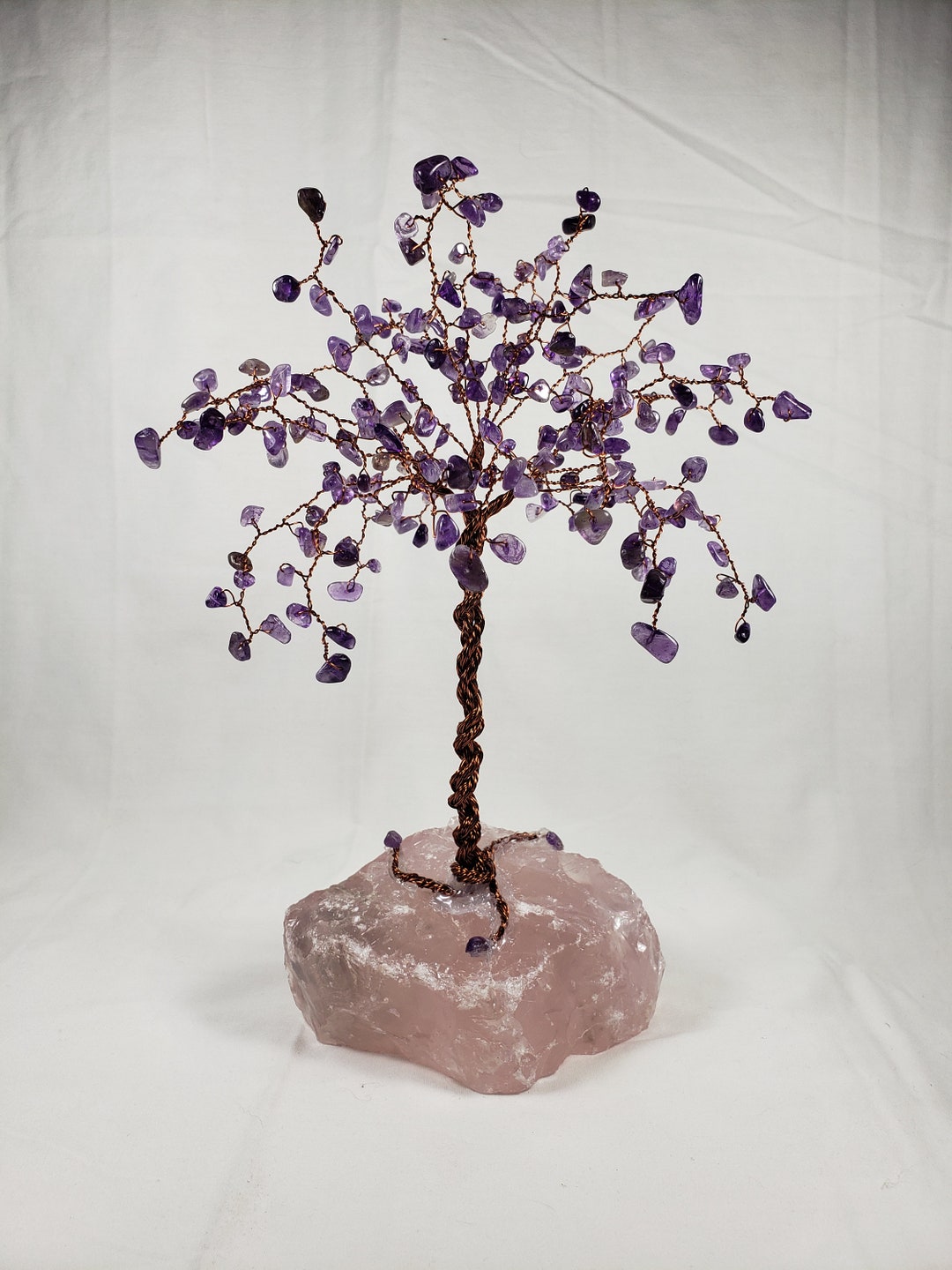Amethyst Gemstone Tree 10 Inches | Rose Quartz Base - Etsy