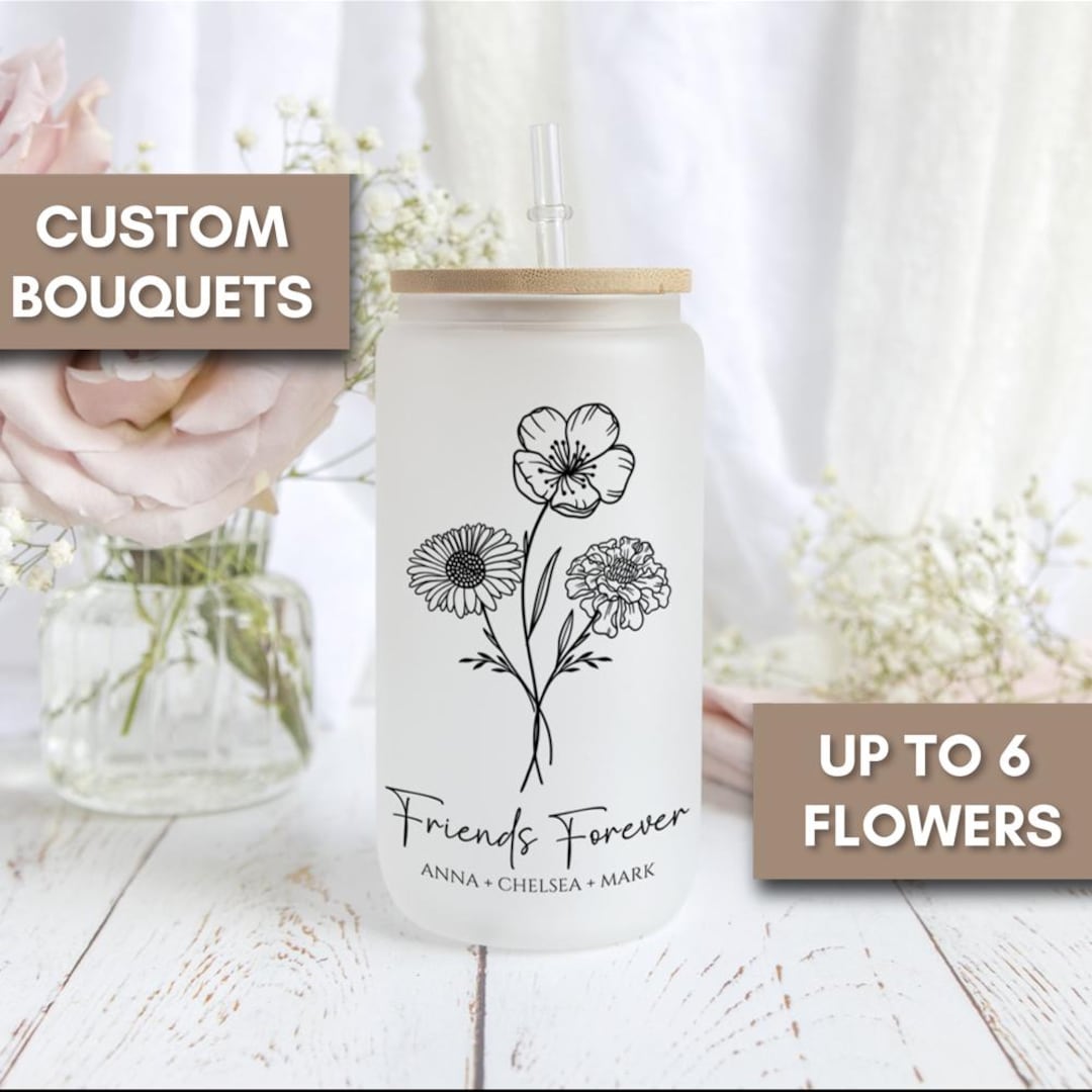 Friends Forever Glass Cup, Personalized Friends Iced Coffee Cup, Custom ...