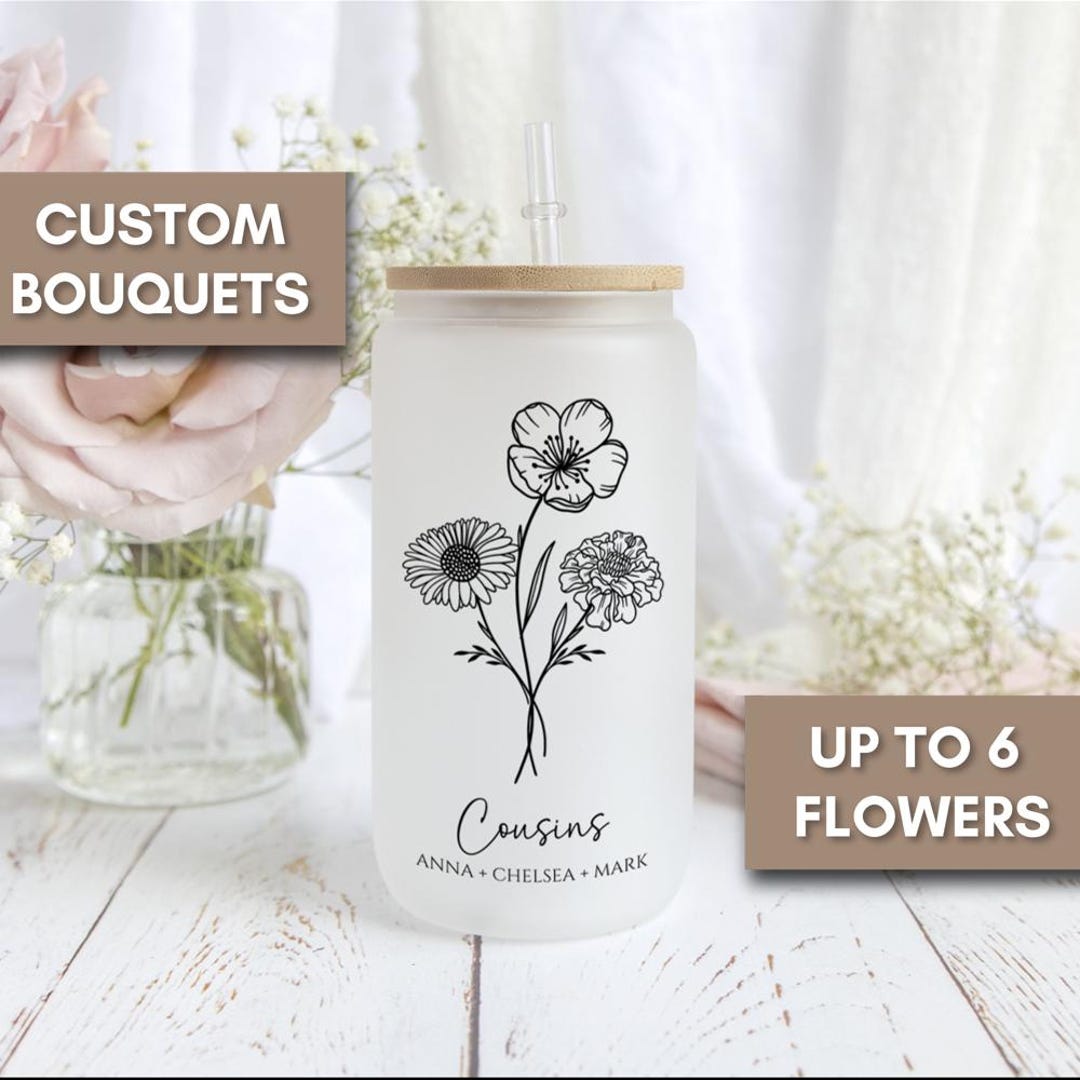 Cousins Glass Cup, Personalized Cousins Iced Coffee Cup, Custom Cousins ...