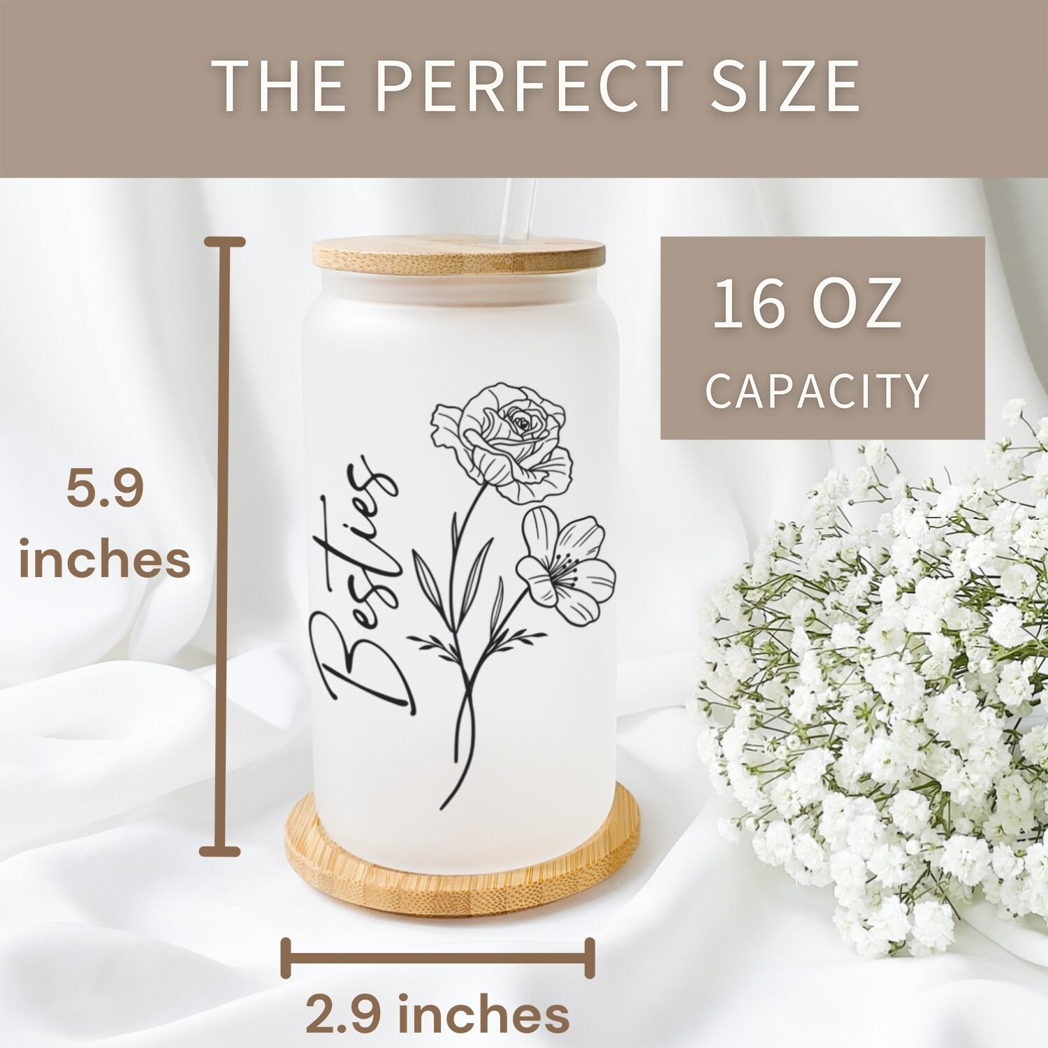 Bestie Birth Flower Cup, Personalized Bestie Iced Coffee Cup, Custom ...