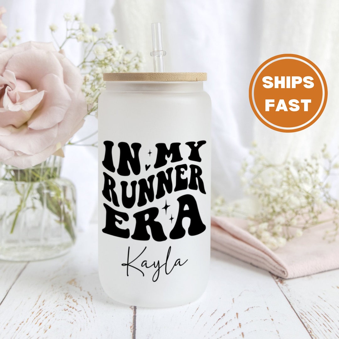 In My Runner Era Runner Glass Cup, Personalized Runner Coffee Cup ...