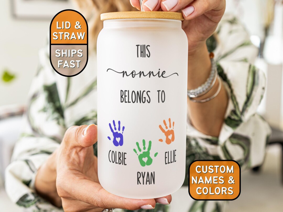 Personalized Nonnie Glass Cup, Custom Nonnie Cup for Mother's Day Gift ...