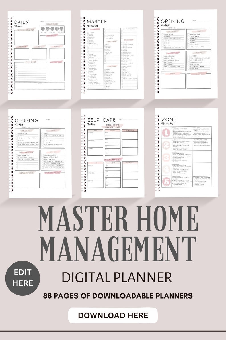 Home Managment Digital Planner. - Etsy