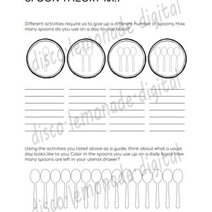Spoon Theory Worksheets, Therapy/counseling Worksheets, Usage Rights ...