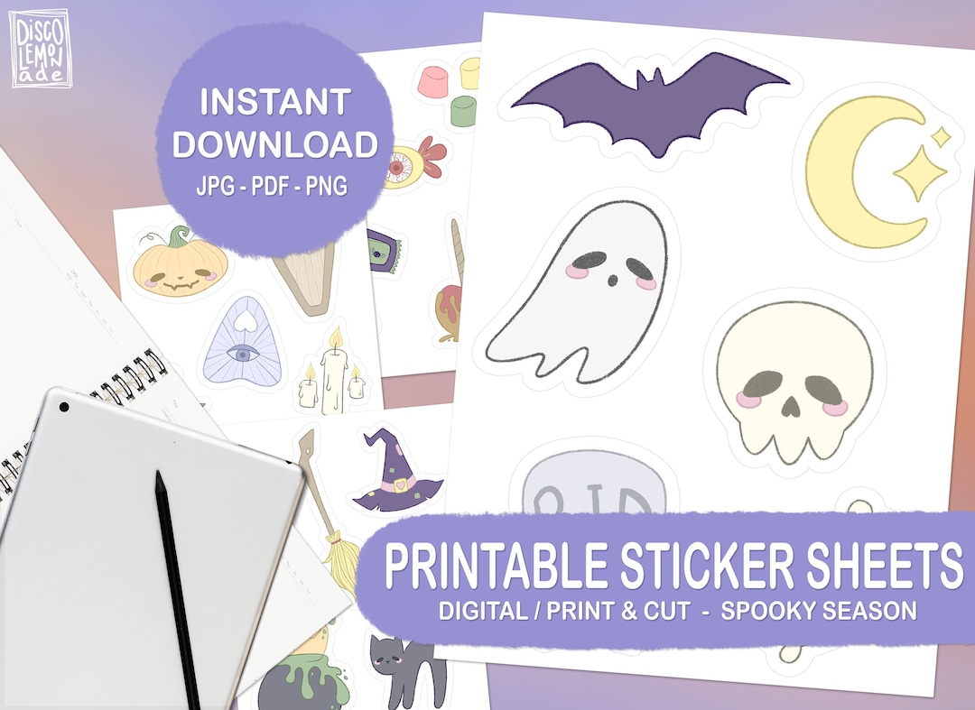 Spooky Season Printable Stickers Cute Halloween Digital - Etsy