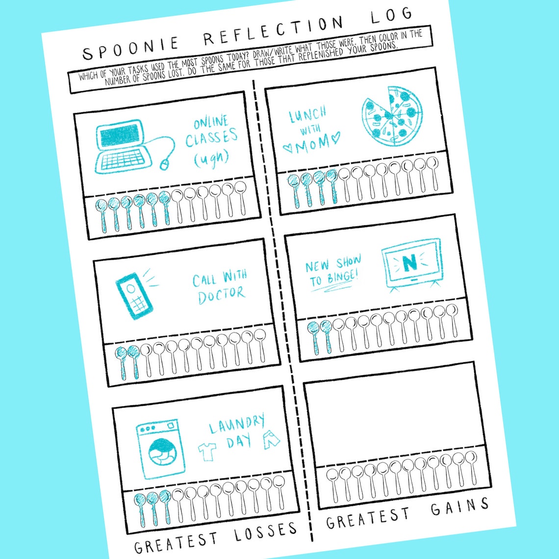 Spoonie Resources, Daily Schedule/planner, Reflection Log, Spoon Theory ...