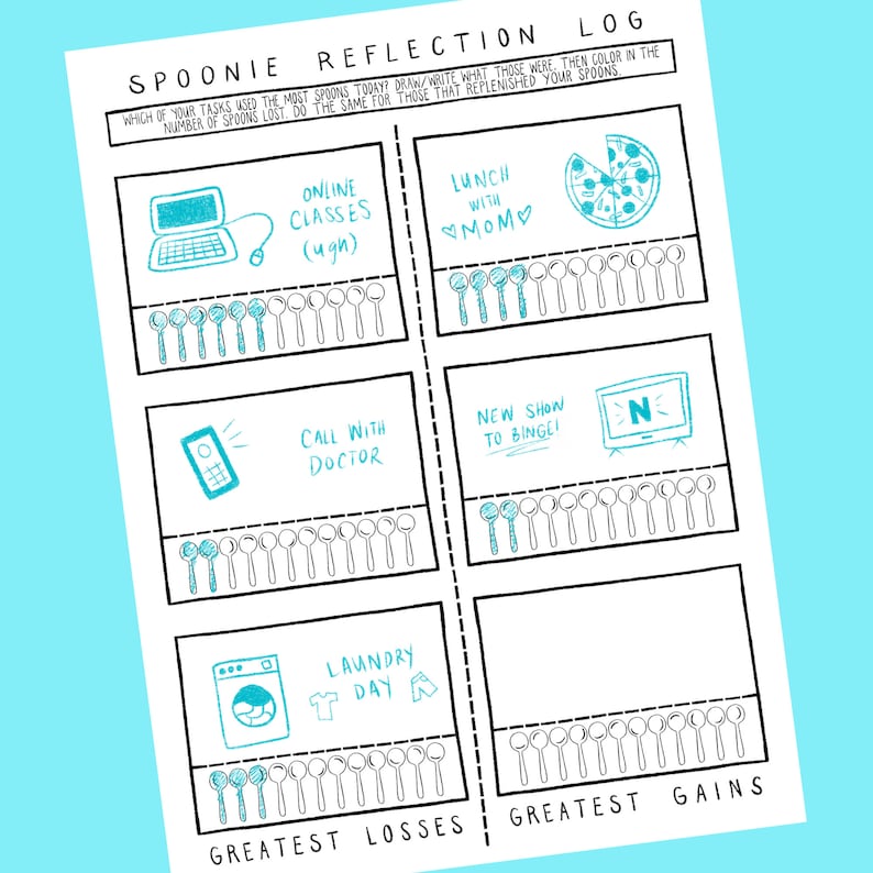 Spoonie Resources, Daily Schedule/planner, Reflection Log, Spoon Theory ...