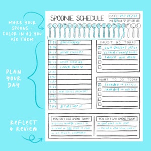 Spoonie Resources, Daily Schedule/planner, Reflection Log, Spoon Theory ...