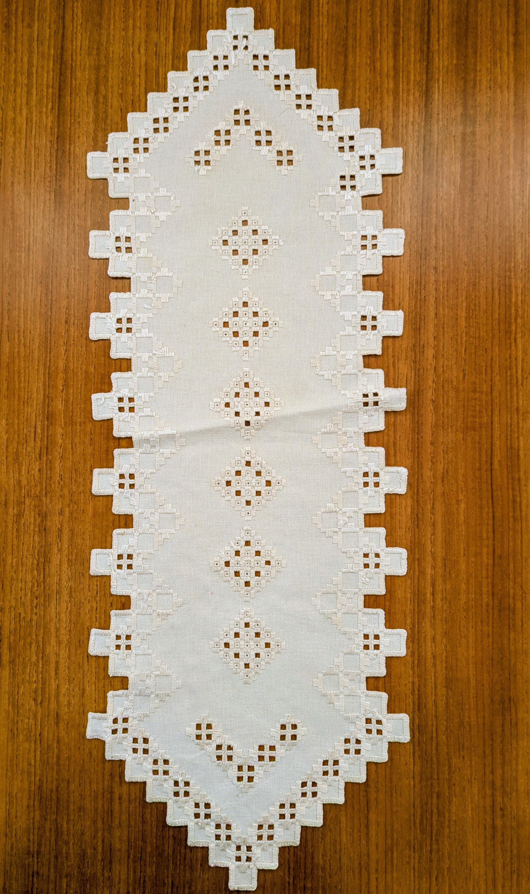 Vintage Handmade Hardanger Table Runner, Cream - Etsy