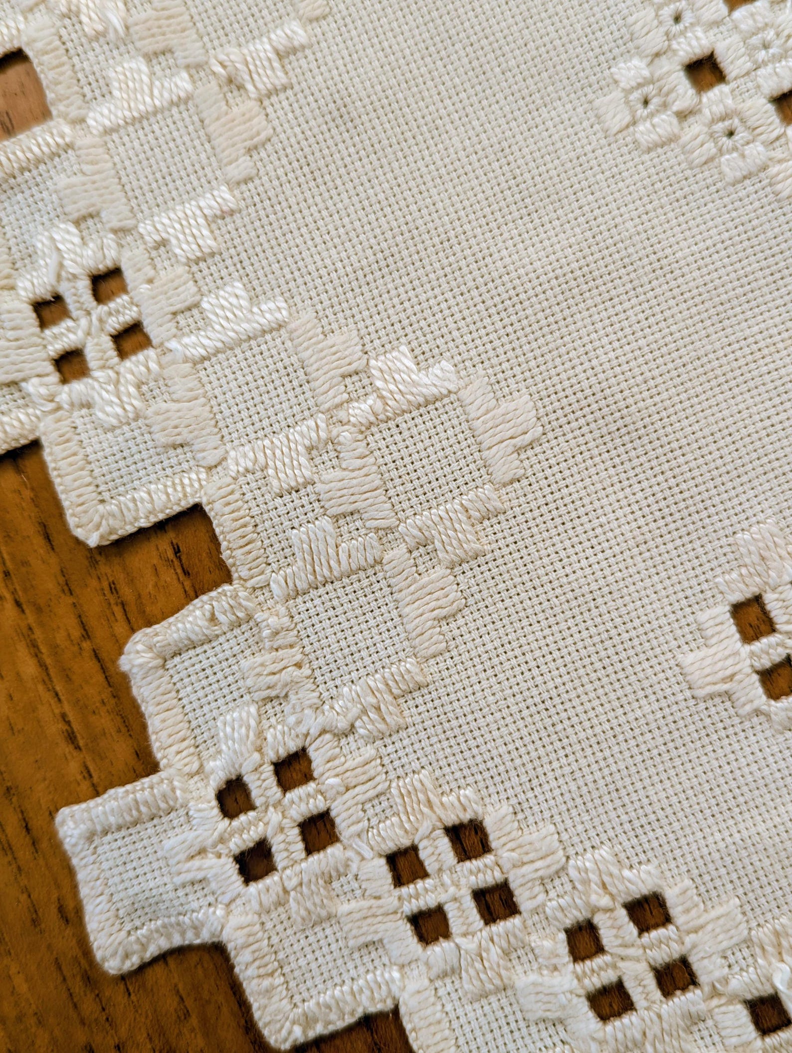 Vintage Handmade Hardanger Table Runner, Cream - Etsy