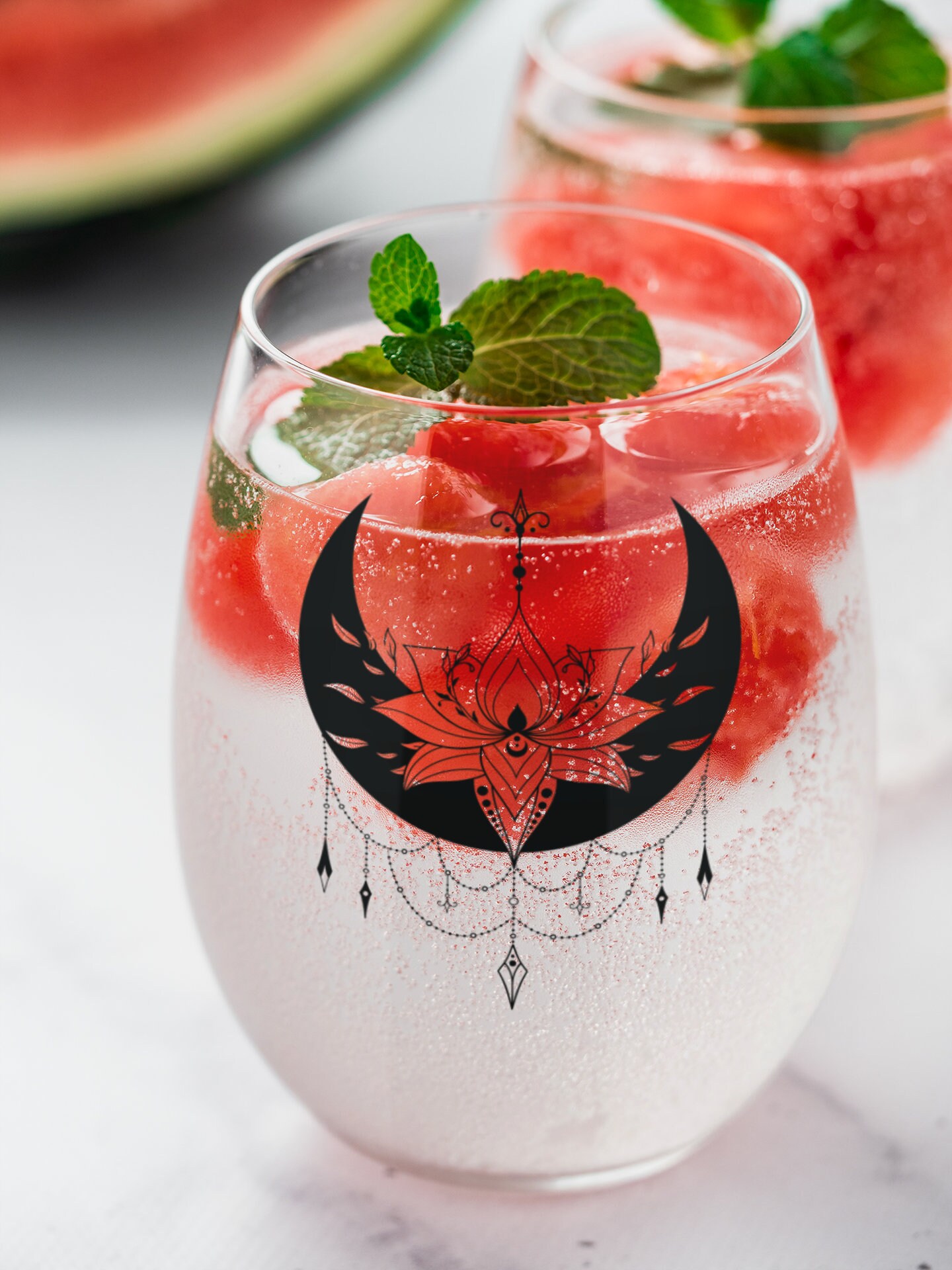 Moon Phase & Lotus Wine Glass, Moon Phase, Lotus, Wine Glass, Moon ...