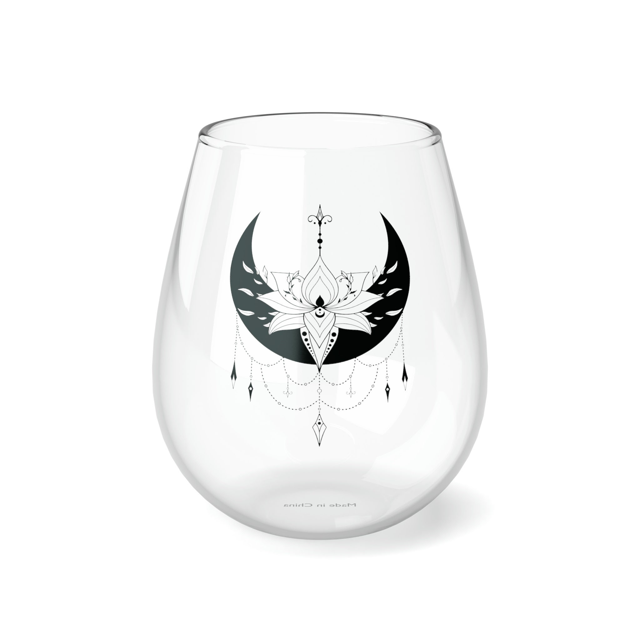 Moon Phase & Lotus Wine Glass, Moon Phase, Lotus, Wine Glass, Moon ...