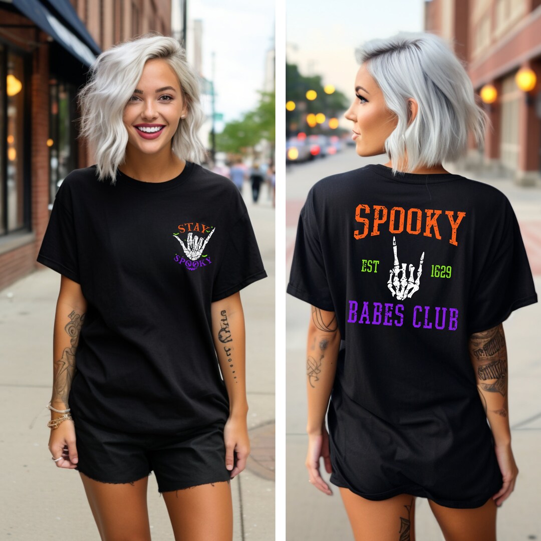 Spooky Babes Club T Shirt Spooky Babes Club Skeleton Hand Etsy