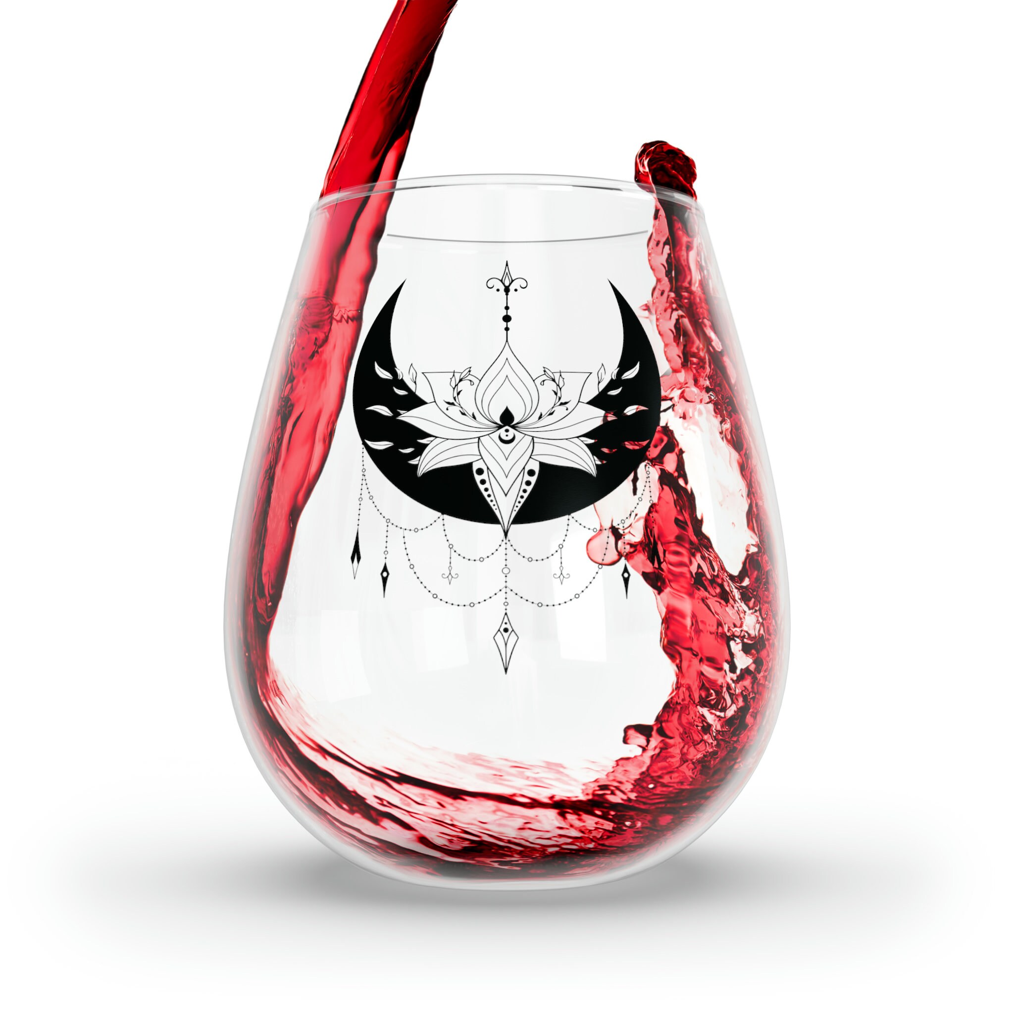 Moon Phase & Lotus Wine Glass, Moon Phase, Lotus, Wine Glass, Moon ...