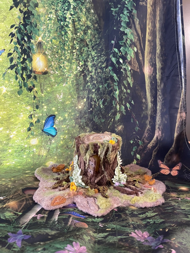 Enchanted Tree Stump Sculpture Needle Felted, Wool, Fantasy ...