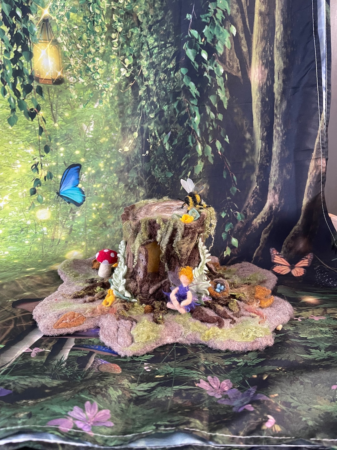 Enchanted Tree Stump Sculpture - Needle Felted, Wool, Fantasy ...