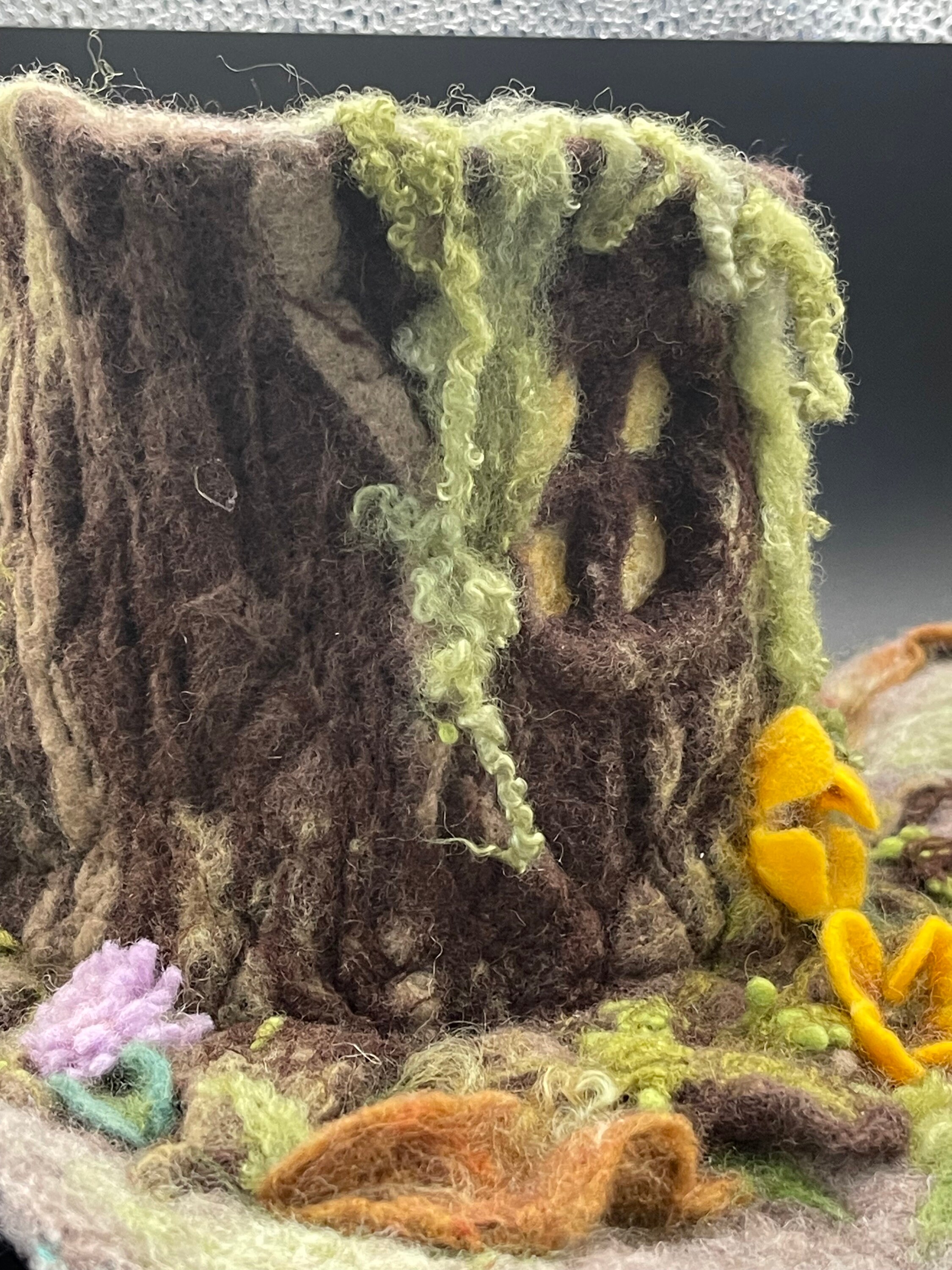 Enchanted Tree Stump Sculpture Needle Felted, Wool, Fantasy ...