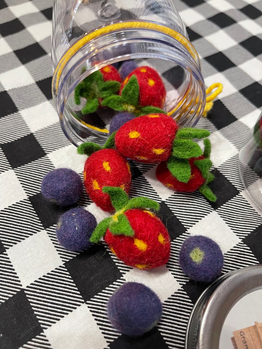Mixed Berries in Mini Jar 4 Oz Felt Play Food, Kitchen, Montessori ...
