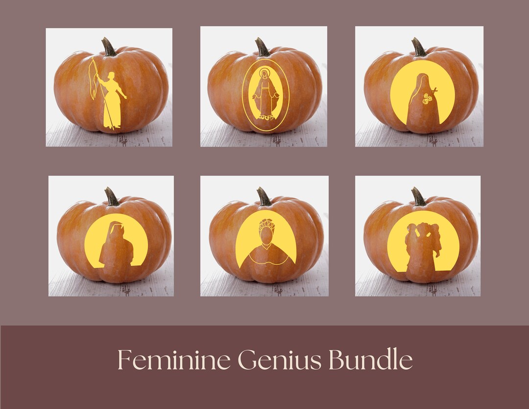 Women Saints Printable Pumpkin Carving Template Bundle | Catholic Saint ...
