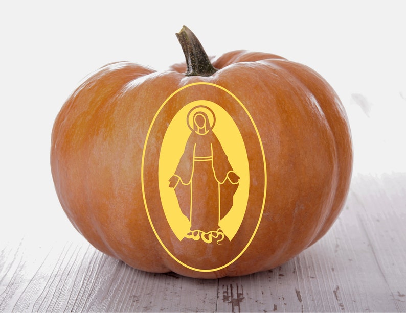 Miraculous Medal Printable Pumpkin Carving Template | Catholic Saint ...