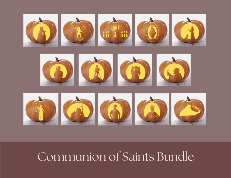 All Saints Printable Pumpkin Carving Template Bundle | Catholic Saint ...