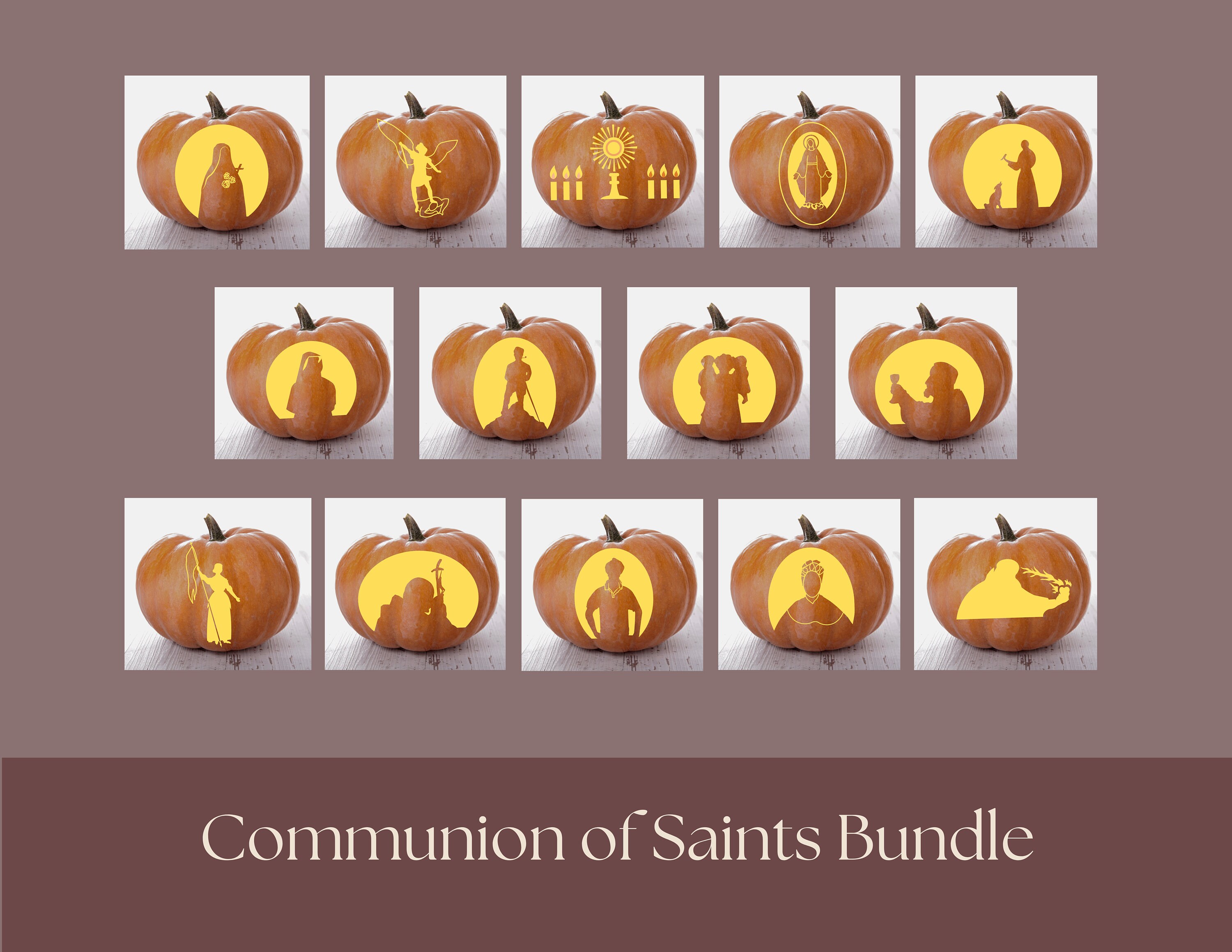 All Saints Printable Pumpkin Carving Template Bundle | Catholic Saint ...
