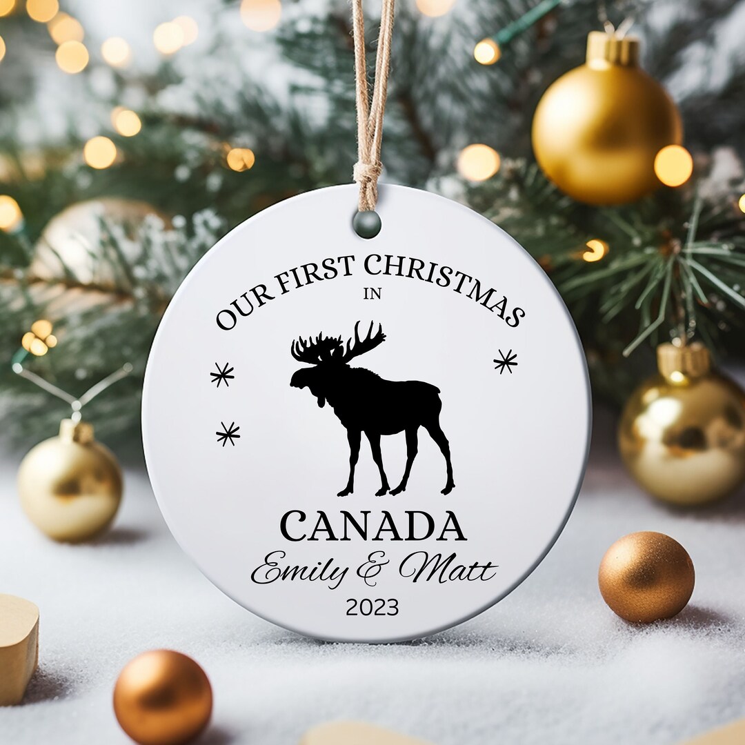 Personalised First Christmas in Canada Ornament, Ceramic Xmas Tree ...