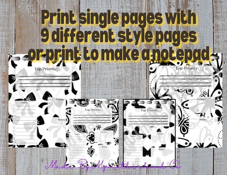 Notes Page Printables, Black and White Notes, Digital Notes, Printable ...