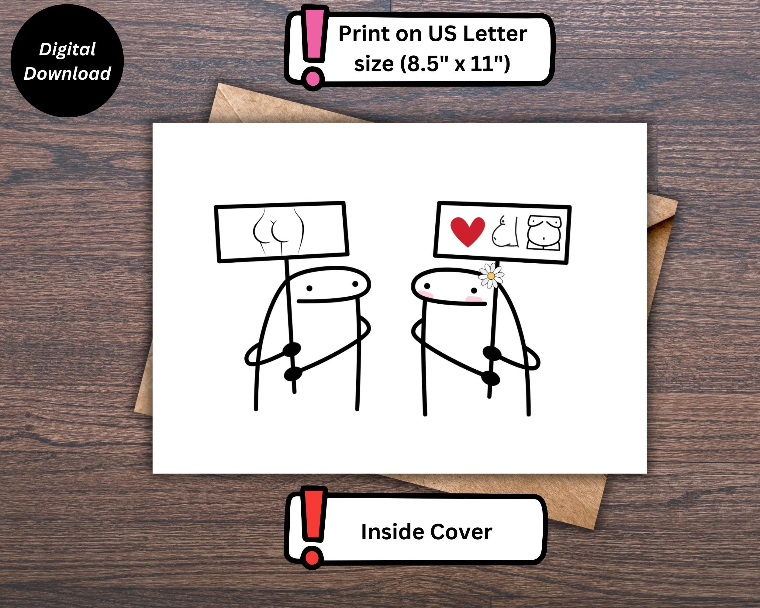 Funny Flork Meme Greeting Card: Romantic Love Story (digital Download ...