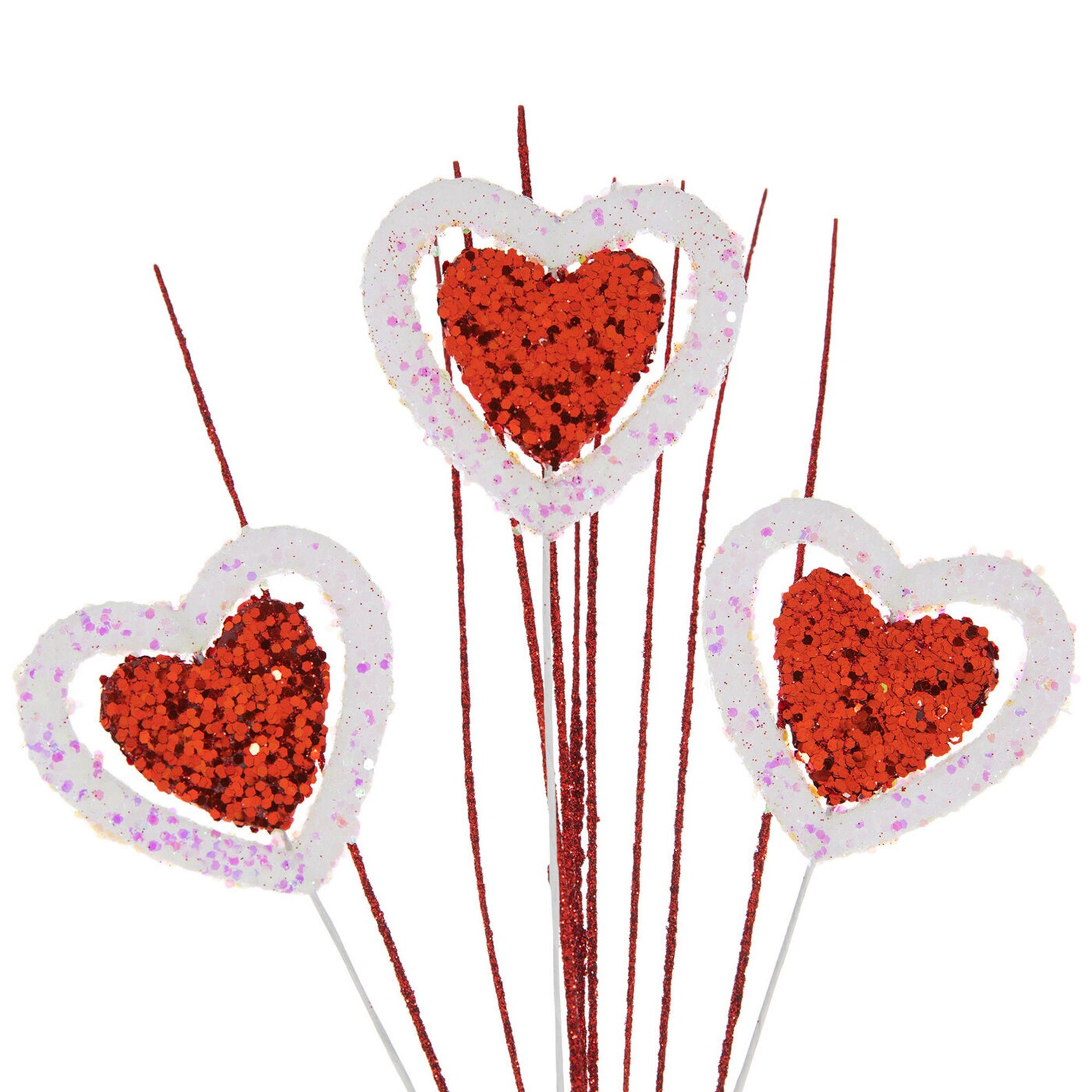 White & Red Glitter Spinning Heart Picks - Etsy