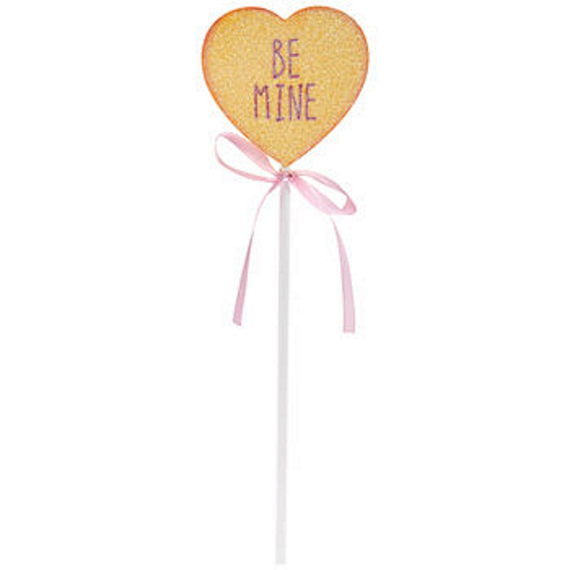 14" Yellow Be Mine Candy Heart Wood Pick - Etsy