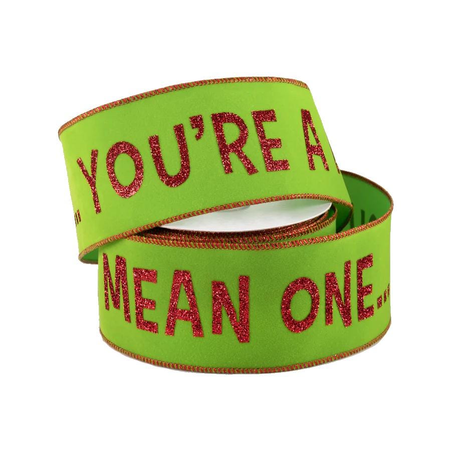 2.5 You're A Mean One Green Monster Ribbon: Lime 10 Yards Christmas ...