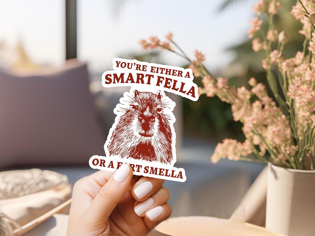 Smart Fella Fart Smella Meme Sticker, Funny Capybara Sticker, Vintage ...