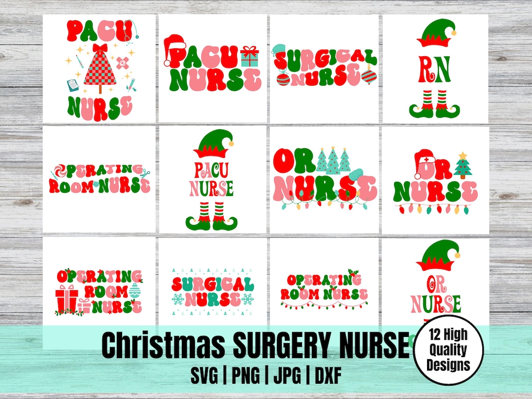 Christmas Nurse SVG Bundle | Or, Pacu, Rn Clip Art (digital Download ...