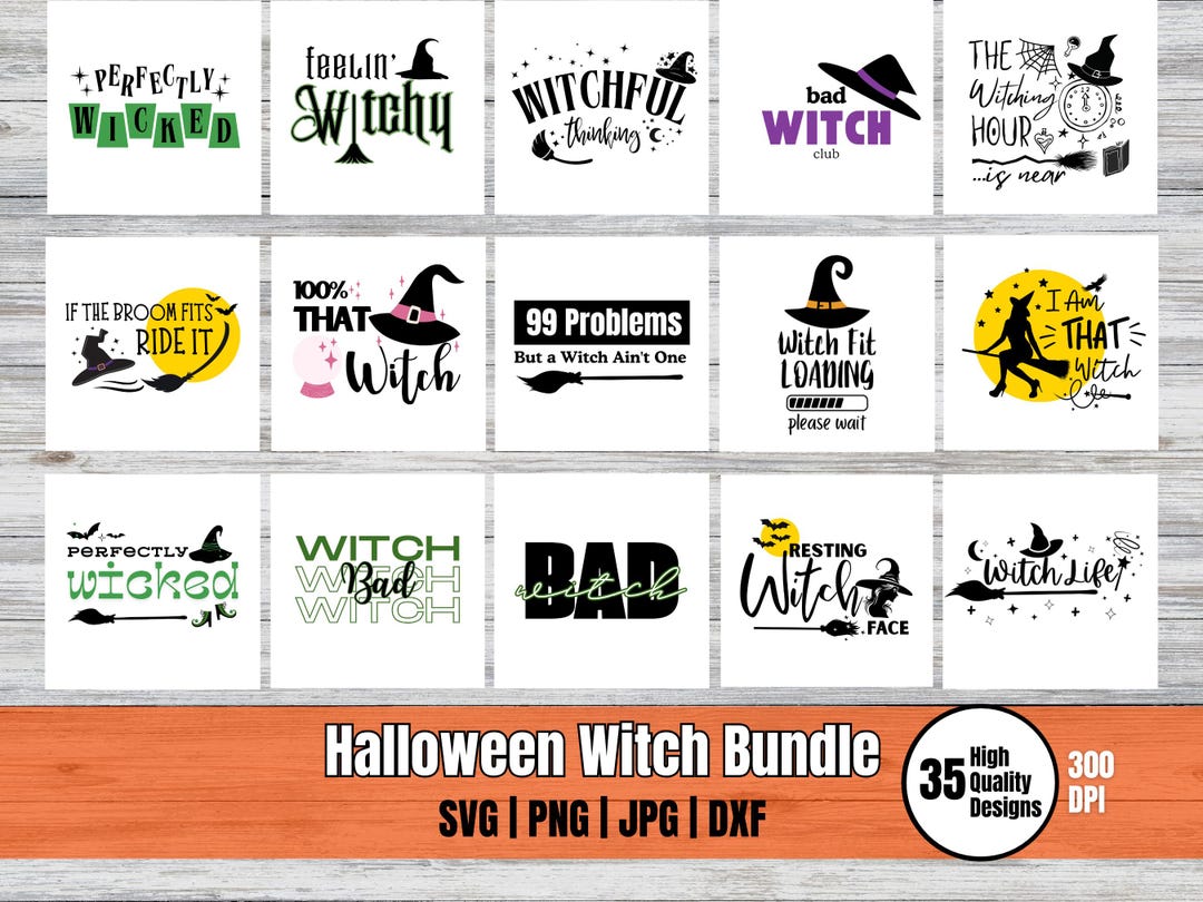 Halloween Witch Designs Bundle (svg, Png, Jpg, Dxf) (digital Download ...