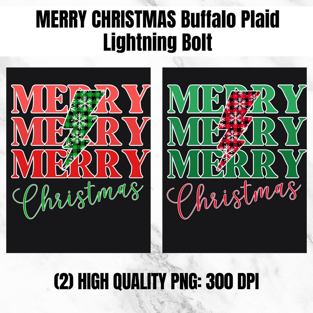 Merry Christmas Lightning Bolt Png, Merry Christmas Stacked, Buffalo ...