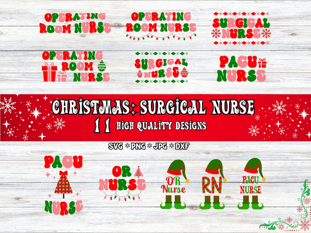 Christmas Nurse Svg Bundle| Clip Art Surgical Nurses| Sublimation Files ...