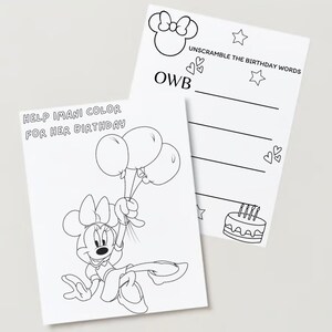 Minnie Mouse Birthday Coloring Pages - Etsy