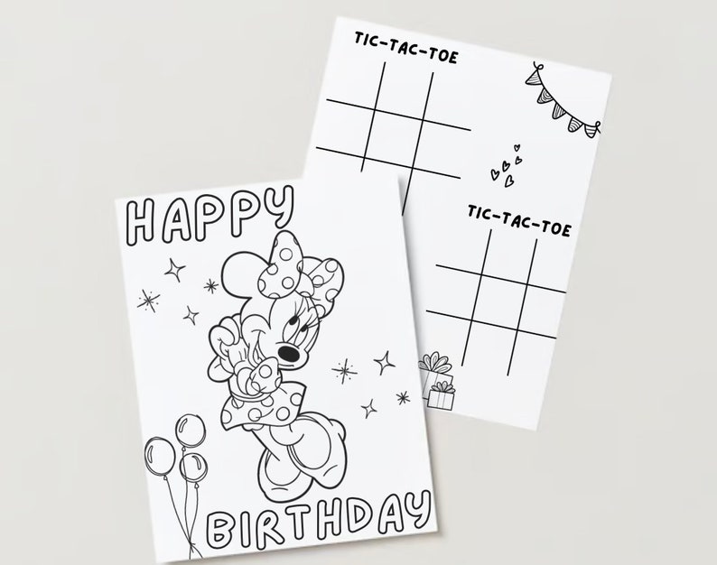 Minnie Mouse Birthday Coloring Pages - Etsy