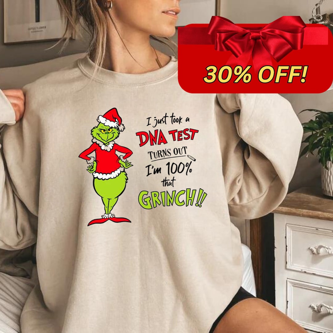 100% Pure Grinch DNA Christmas Sweater Funny Ugly Christmas - Etsy