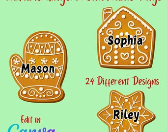 Gingerbread Name Tags - Christmas Editable Winter Classroom Labels - Etsy