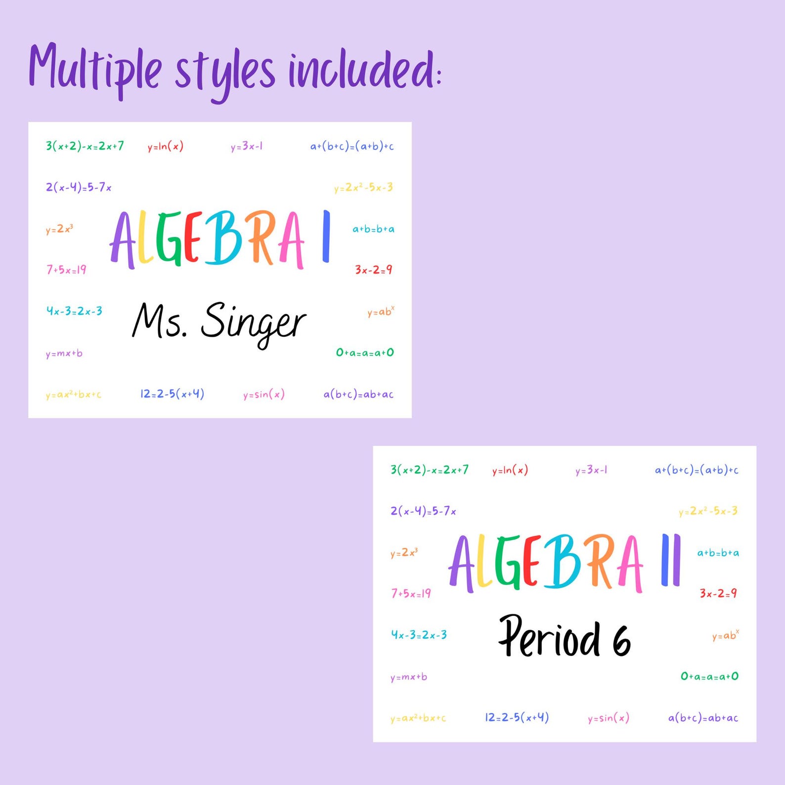 Algebra Classroom Sign, Math Classroom Door Sign, Class Labels ...
