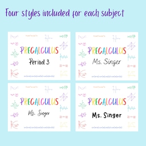 Mathematics Class Labels Bundle, Math Classroom Door Sign, Class Signs ...