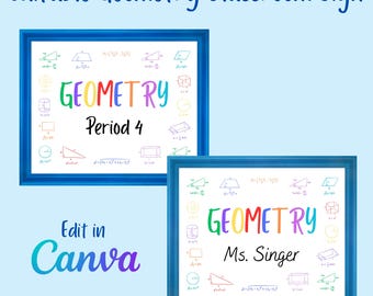 Algebra Classroom Sign, Math Classroom Door Sign, Class Labels ...