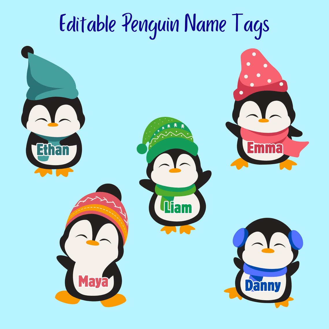 Penguin Classroom Name Tags, Winter Penguin Student Desk Labels, Winter ...