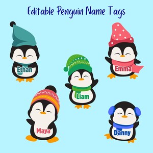 Penguin Classroom Name Tags, Winter Penguin Student Desk Labels, Winter ...
