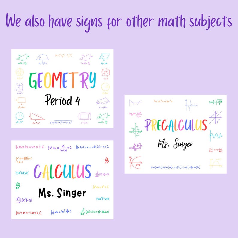 Algebra Classroom Sign, Math Classroom Door Sign, Class Labels ...