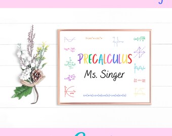 Algebra Classroom Sign, Math Classroom Door Sign, Class Labels ...