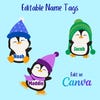 Editable Name Tags for School, Polar Bear Printable, Retro Winter ...