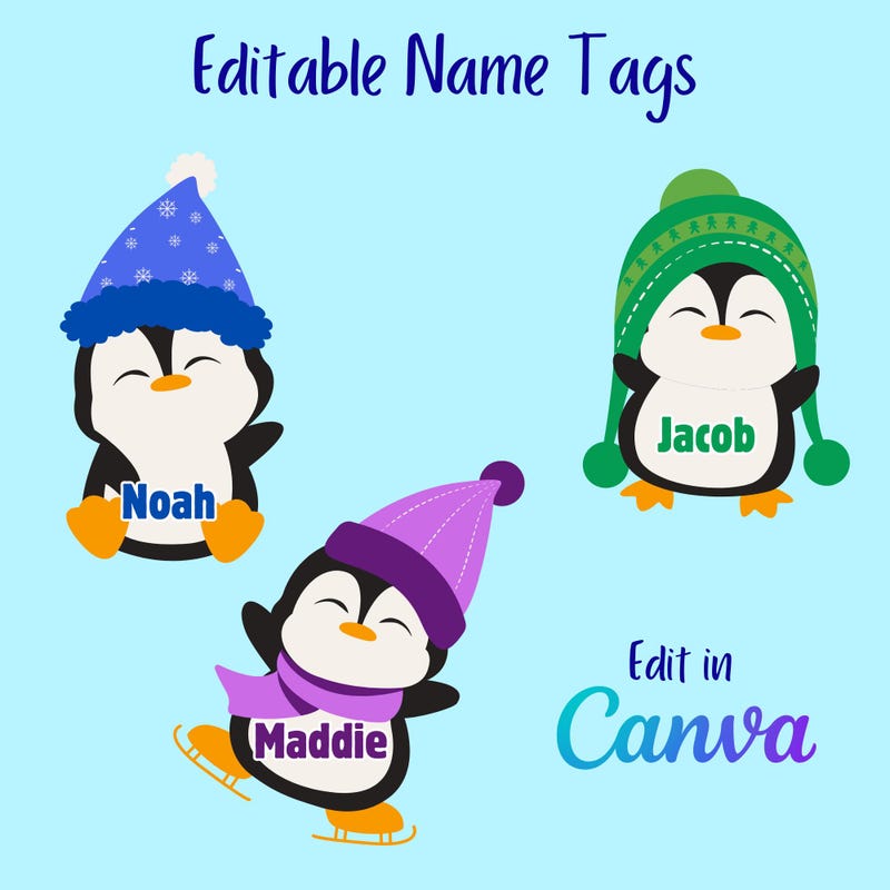 Winter Name Tags - Etsy